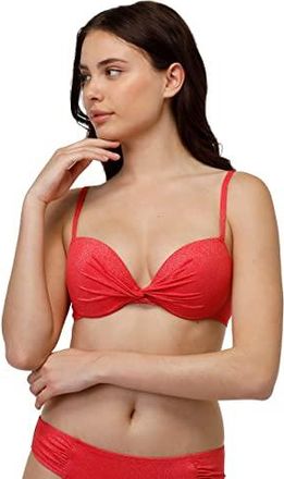 Lovable Soutien-Gorge Push-up Plain Lurex Bikini Deux pièces, Rouge (Corail), 34 / C Femme