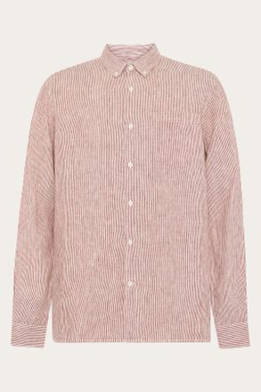 Knowledge Cotton Apparel Herren vegan Shirt Stripe Burnt Brick