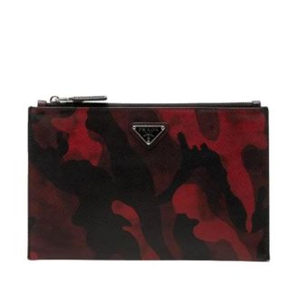 Prada Pre-owned Bedruckte Saffiano Clutch - - Pre-owned - Damen - Rot - ONE SIZE