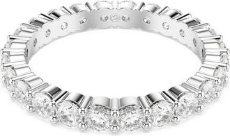 Swarovski Matrix Vittore Ring, Rundschliff, Weiß, Silberfarbenes Finish