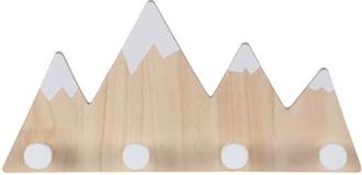 Relaxdays Kindergarderobe Berg, Wandhakenleiste 4 Haken, HBT 17x34,5x5 cm, Kindergarderobenhaken, Holz & MDF, Natur/weiß