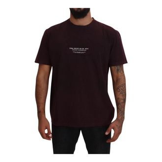 Dolce & Gabbana Elegantes bordeauxfarbenes T-Shirt mit Rundhalsausschnitt - - Tops - Herren - Rot - S