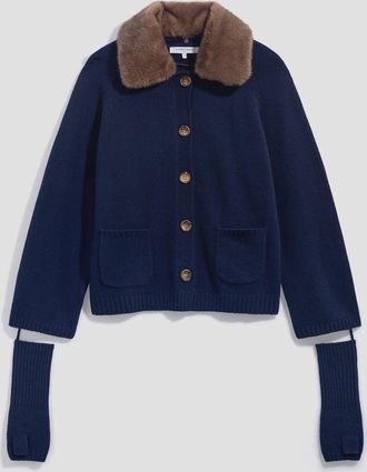 Gerard Darel Gilet en cachemire avec col et mitaines - RHIZA - Marine