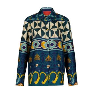 La DoubleJ Femme, Blouses et Chemises, Multicolore, Taille: 36 FR Chemise de Luxe en Soie avec Motifs Royaux