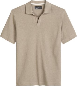 Marc O'Polo Strick-Poloshirt aus Baumwolle und Leinen mit Variokragen, Regular Fit in