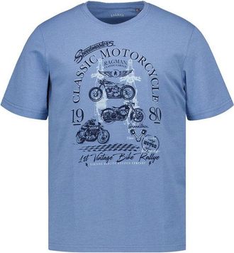 Ragman Herren T-Shirt blau Baumwolle