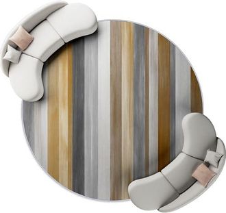 Generic Brun Tapis de Salon Rond 100 cm, Campagne Rustique Shabby Chic Rayures Tapis Chambre Antid&eacute;rapant Lavable, Ne Perd Pas Ses Poils Moelleux Moquette pou