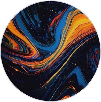 Generic Tapis Rond Salon, Couleur Abstraite Fluide Tapis de Sol D&eacute;coration Antid&eacute;rapant 100 cm (Round) Tapis de Sol D&eacute;coration Antid&eacute;rapant Couleur