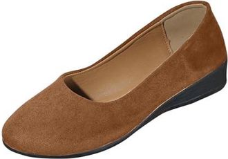 Generic Chaussures &agrave; enfiler d&eacute;contract&eacute;es &agrave; talon compens&eacute; pour femme - &Eacute;l&eacute;gantes et classiques - Couleur unie - Bout rond - L&eacute;g&egrave;res et confortables - Pour l