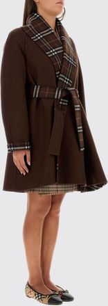 Burberry Wickelmantel aus karierter Wolle mit Schalkragen und Bindeg&uuml;rtel