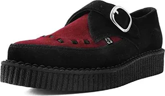 T.U.K. Pointed Creeper Monk Buckle - Chaussures pour Hommes et Femmes - Couleur Daim Noir et Bourgogne - Taille EU38