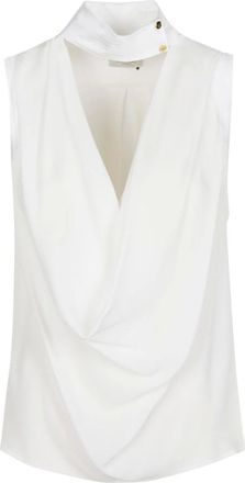 Elisabetta Franchi Femme, Tops, Blanc, Taille: 42 FR Viscose Georgette Top