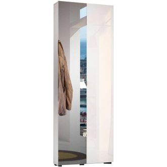 Dmora Mehrzweckschrank 2 T&uuml;ren Crisocolla, 11 Regalb&ouml;den, 19x200h cm Wei&szlig;