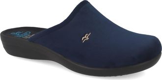 FLY FLOT | Classic Woman, Damen-Hausschuhe mit Logo, Hausschuhe mit Obermaterial aus Samt, Einlegesohle aus Mikrofaser, blau, 36 EU