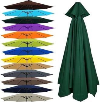 Generic Parasol de Rechange Housses Pour Parasols de Jardin, 8 Branches, 4,0 m, Protection Uv, Convient Pour Terrasse, Plage, Vert Foncé, 8 Baleines - 400 Cm 