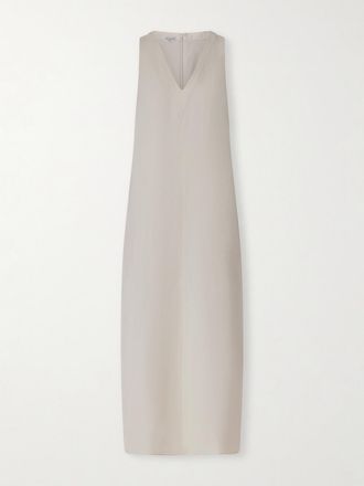 Brunello Cucinelli Midikleid Aus Cr&ecirc;pe - Creme