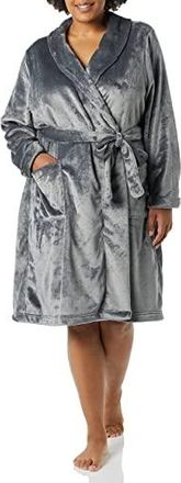 Amazon Essentials Peignoir en Peluche Mi-Long - couleurs abandonnées Femme, Gris Foncé, 4XL Grande taille