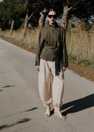 Mango Gilet lin ceinture kaki - Femme - XS - MANGO