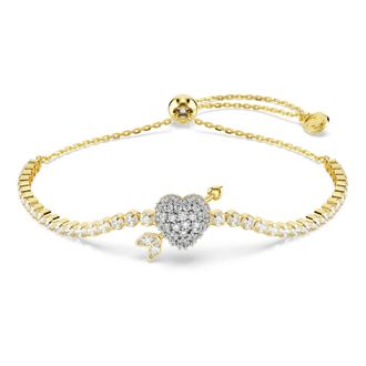 Swarovski Idyllia Armband, Verschiedene Schliffe, Herz mit Pfeil, Wei&szlig;, Goldlegierungsschicht