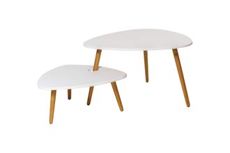 Rodnik Couchtisch Set Design Tisch Wohnzimmertisch Holz Beistelltisch doppelt Kaffeetisch platzsparend modern weiß