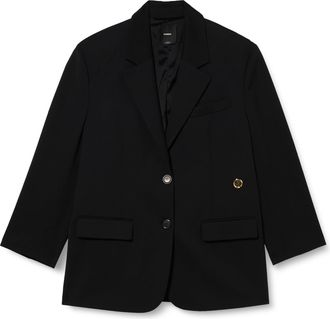 Pinko Damen Euridipe Gabardina Wollmischung Jacke, Z99_Schwarz Limousine, 38