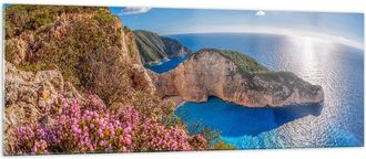 Arttor Panorama Bilder auf Glas Meer Sommer Blume Glasbild 140x50cm Wandbilder Dekoration Wohnzimmer Schlafzimmer Küche Groß XXL Wanddeko Bild im Glas Wand K