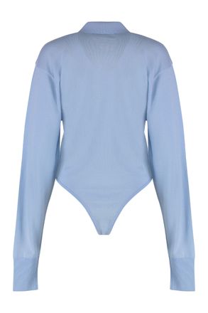 Jacquemus Womens The Tordu Merino Bodysuit Light Blue Wool Tops Top