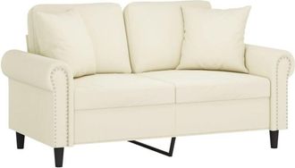 vidaXL 2-Sitzer-Sofa mit Zierkissen Creme 120 cm Samt vidaXL
