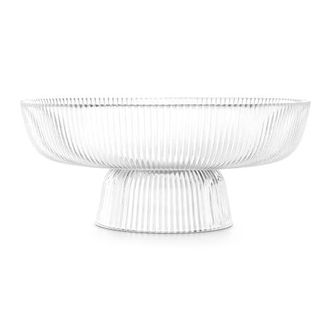 Navaris Corbeille Fruit - Grand saladier Verre stri&eacute; 26 x 26 x 11 cm pour l&eacute;gumes Dessert Objet - Panier Fruit Porte Fruits Design d&eacute;co Cuisine