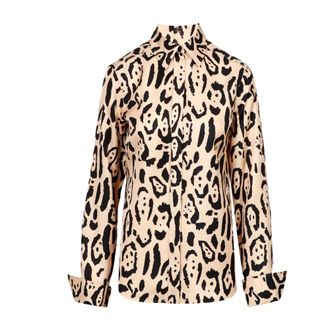 Sportmax Seidenes Animal-Print-Hemd Klassischer Kragen - - Blouses & Shirts - Damen - Beige - S
