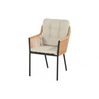 Hartman Cairo Twisted Wicker Dining Stuhl mit schwarzem Gestell inkl. Sitz- und R&uuml;ckenkissen - Hartman