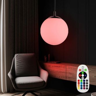 ETC Shop Suspension lampe suspension lampe suspension lampe de salle &agrave; manger, t&eacute;l&eacute;commande dimmable m&eacute;moire, m&eacute;tal verre nickel opale mat, 1x RGB LED 8.5W