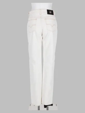 Versace Logo-Embellished High-Waist Jeans - White