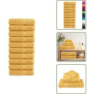 vidaXL Premium-Duscht&uuml;cher solund 10 Stk. Gold 70x140 cm 600 g/m&sup2; - Handt&uuml;cher - Duschhandt&uuml;cher - Badezimmertextilien - Badeset - Baumwolle