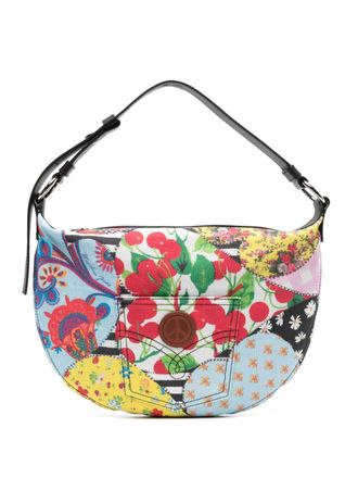 Moschino sac port&eacute; &eacute;paule &agrave; imprim&eacute; patchwork - Blanc
