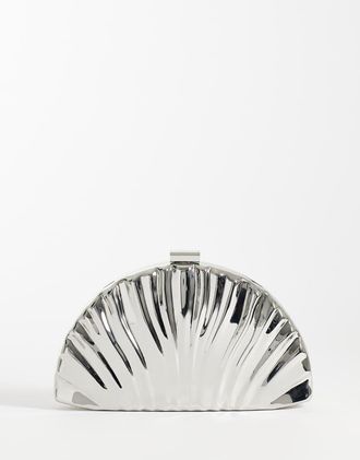 True Decadence Strukturierte Hartschalen-Clutch in Silber