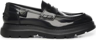 Giuliano Galiano Homme, Chaussures, Noir, Taille: 45 EU Chaussures plates en cuir noir, bout rond