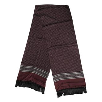 Dolce & Gabbana unisex, Accessoires, Multicolore, Taille: ONE Size Foulard en soie &agrave; franges bordeaux &agrave; pois