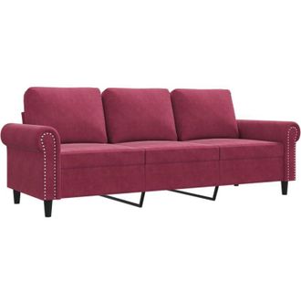 vidaXL 3-Sitzer-Sofa Weinrot 180 cm Samt Vidaxl