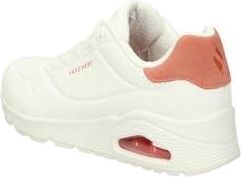 Skechers Femme Uno Pop Back Basket, Empiècement en Cuir Corail Blanc Durabuck, 39 EU