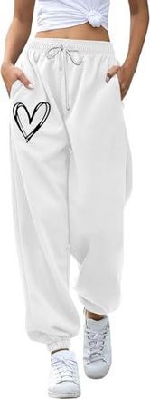 Generico Pantalon de sport pour femme dhiver pantalon de surv&ecirc;tement pour femme avec cordon de serrage taille haute pantalon coupe large pantalon avec poches d