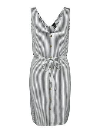 Vero Moda Vero Moda Vmbumpy SL Top WVN Noos Haut, Blanc Neige/Rayures : Encre Indienne, S Femme