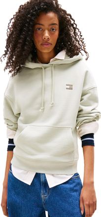 Tommy Jeans Damen Medium Weight Pullover Hoodie with Embroidered Flag Logo Kapuzenpullover, Misty Sage, S