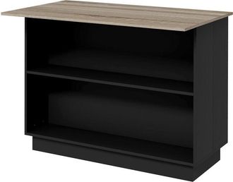 HOMCOM Desserte îlot de cuisine étagère 2 niches 2 placards effet bois noir