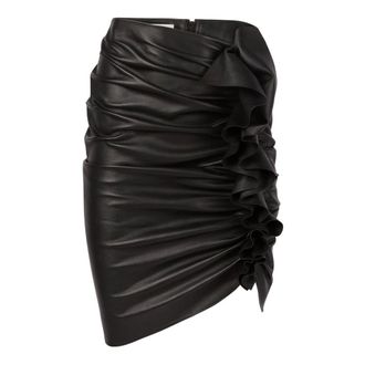 Nina Ricci Femme, Jupes, Noir, Taille: 40 FR Jupe Drap&eacute;e En Cuir Nappa