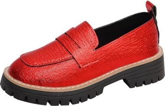 Generic Mocassins d&eacute;contract&eacute;s &agrave; talons &eacute;pais pour femme - &Eacute;l&eacute;gants - Couleur unie - Antid&eacute;rapants - Confortables - Classiques - Chaussures de marche, travail