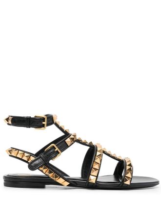 Valentino Garavani sandales Rockstud No Limit &agrave; design &agrave; renfort cage - Noir