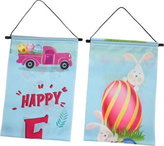 Cabilock 1 Paar Ostervorhang Dekorationen Frühlingsbanner Kranz im Freien gefälschte Reben Außenschild Türbanner Osterparty-Veranda-Schild Türvorhang Ostern-Ve