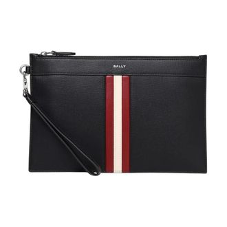 Bally Homme, Sacs, Noir, Taille: ONE Size Pochette en cuir avec d&eacute;tail &agrave; rayures