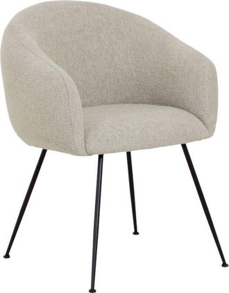 Made In Meubles Chaise en tissu &eacute;cru et pieds en m&eacute;tal Sandy